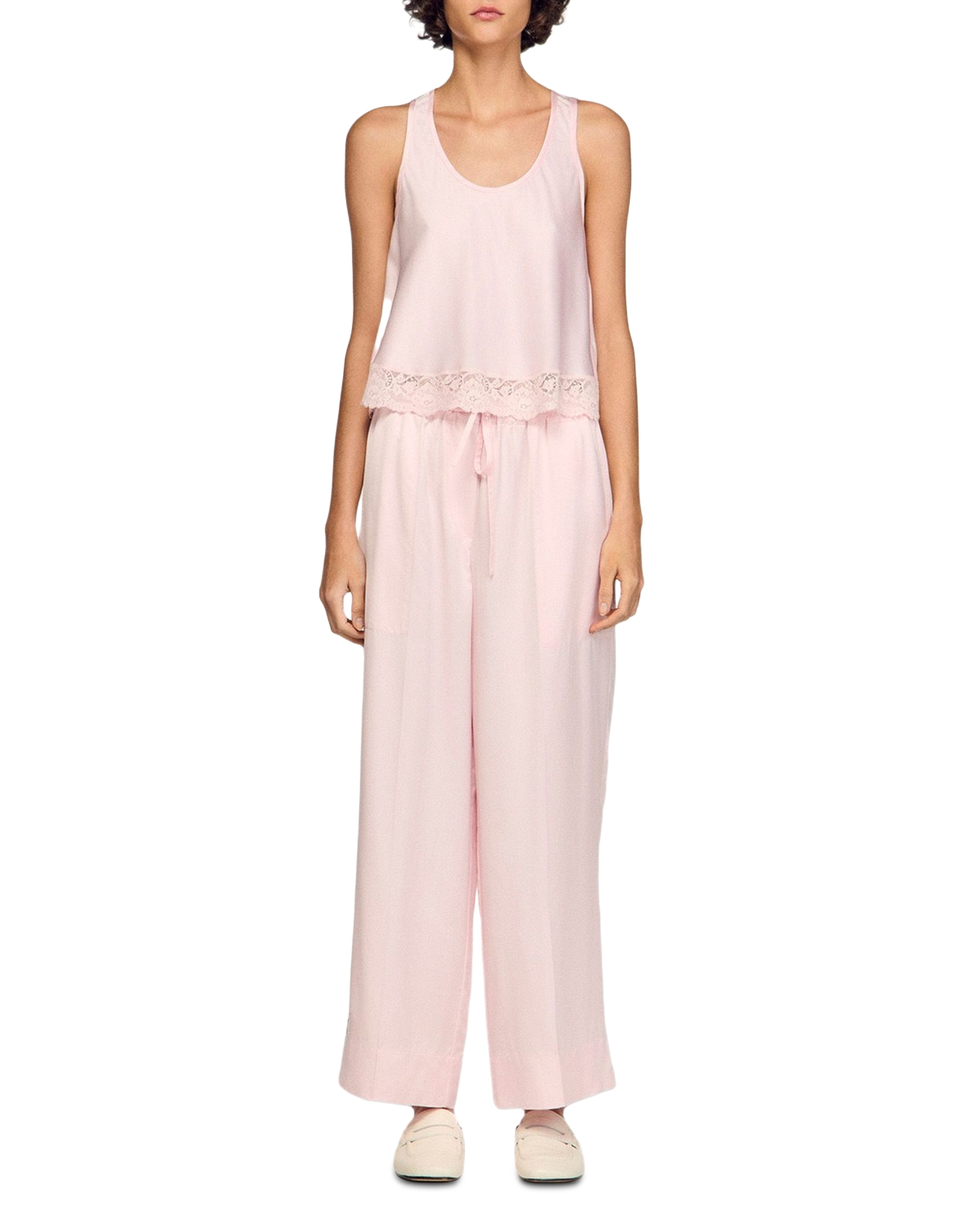 SANDRO Sandro Wide Leg Satin Trousers